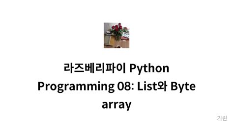 라즈베리파이 python programming 08 list와 byte array mysetting