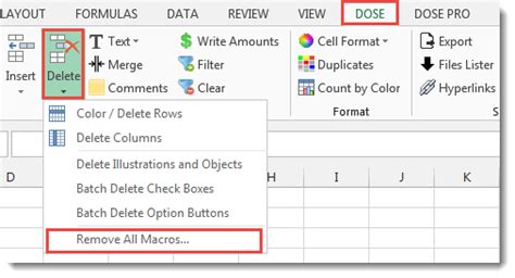 excel remove all macros zbrainsoft