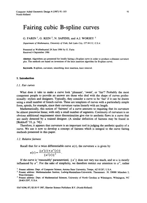 Pdf Fairing Cubic B Spline Curves