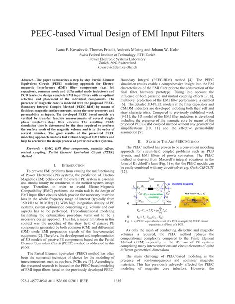 pdf peec based virtual design of emi input filters