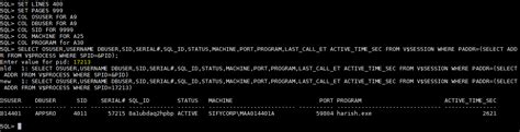 Davis Apps Dba Finding Details Of An Oracle Process Using Pid