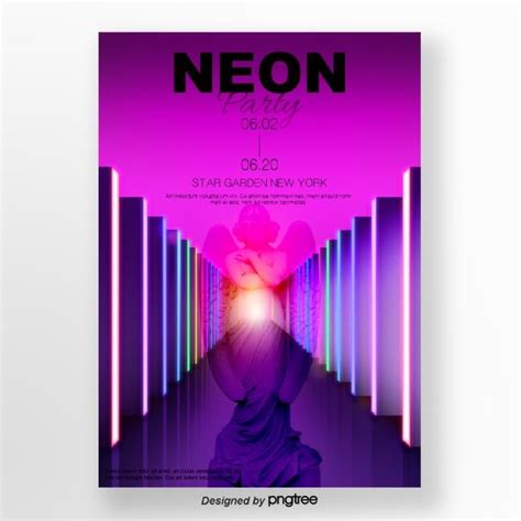 보라색 석고 네온 파티 이벤트 포스터 템플릿 Psd 다운로드 디자인 자료 다운로드 Party Poster Neon Party Poster