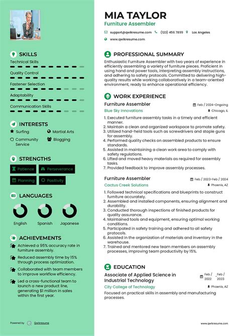 10 Furniture Assembler Resume Samples And Templates For 2025