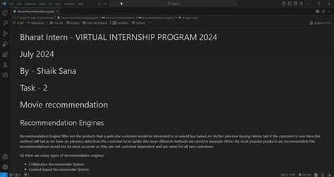 shaik sana on linkedin movierecommender bharatintern datascience