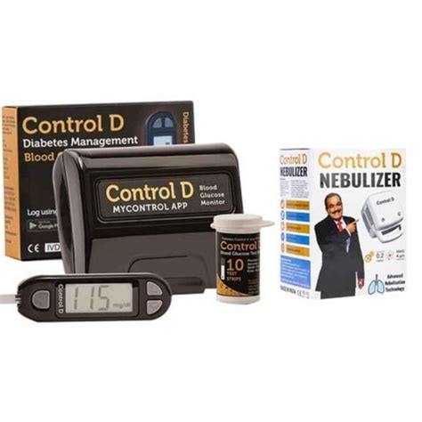 Control D Glucometer Kit 10 Pcs Blood Glucose Test Strips And Compressor