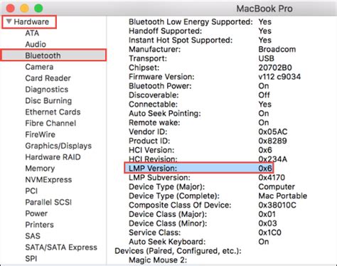 Finding The Lmp Version Of Bluetooth Adapter On Your Mac System