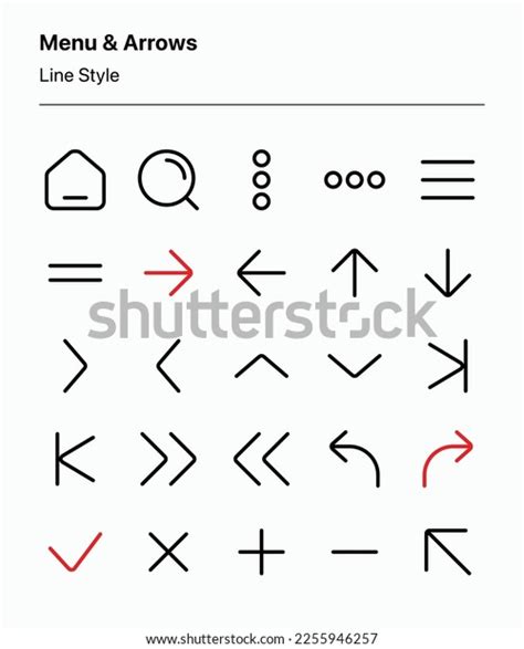 Customizable Menu Arrow Icons Line Style Stock Vector Royalty Free