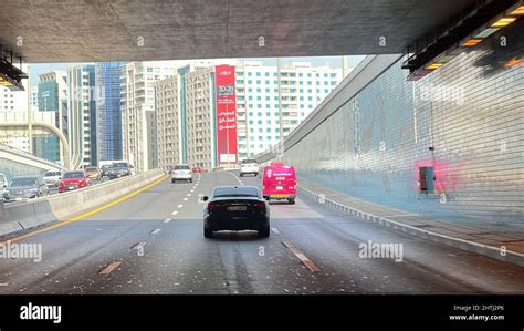 Uae Dubai December 01 2021 Dubai Roads And Traffic Bridges And