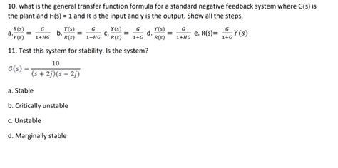 Solved What Is The General Transfer Function Formula For Chegg Com