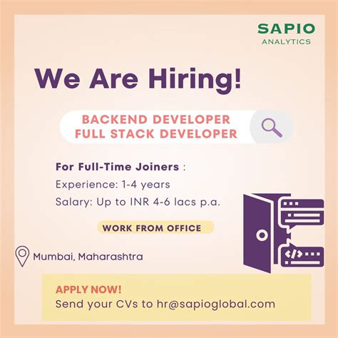 Techcareers Joinus Sapioanalytics Backenddeveloper Fullstackdeveloper Techjobs Sapio
