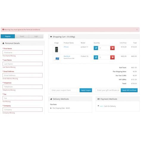 opencart onepage checkout quick checkout ajax quick checkout