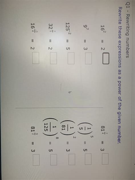 solved q1 rewriting numbers rewrite these expressions as a