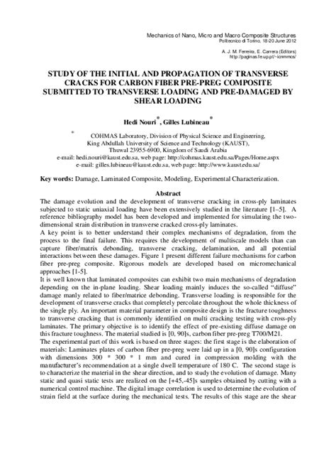 Of The Initial And Propagation Of Transverse Cracks For Carbon Fiber Pre Preg Composite