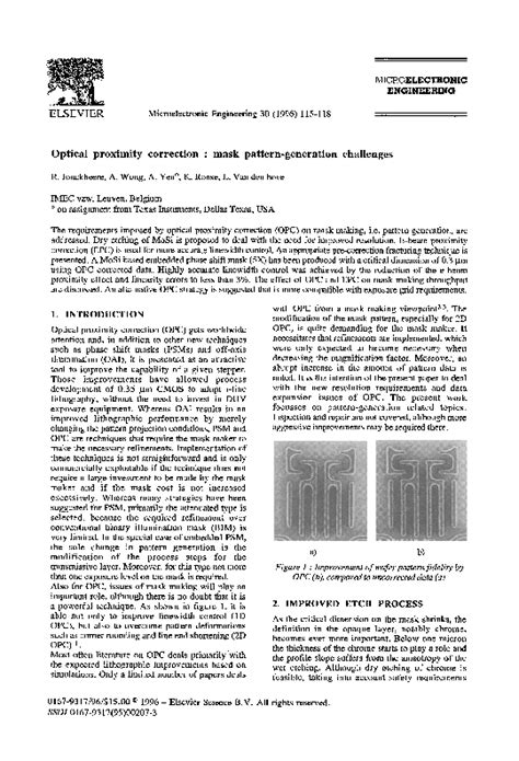 Pdf Optical Proximity Correction Mask Pattern Generation Challenges