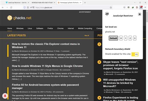 JavaScript Restrictor Improve Privacy By Limiting Web Browser APIs GHacks Tech News