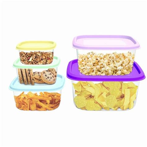 All Time Plastic Prism Square Storage Containers Multicolor Set Of 5