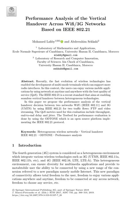 Pdf Performance Analysis Of The Vertical Handover Across Wifi3g