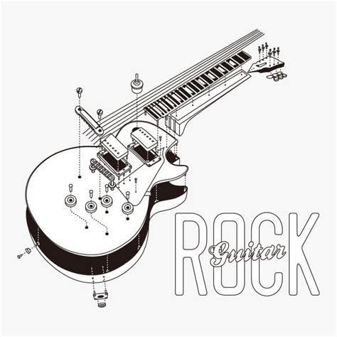 Guitar Exploded View Drawing Ai Illustrator File Us500 Each