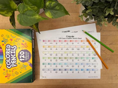 Printable Gradient Swatch Chart For Crayola 120 Count Colored Pencils