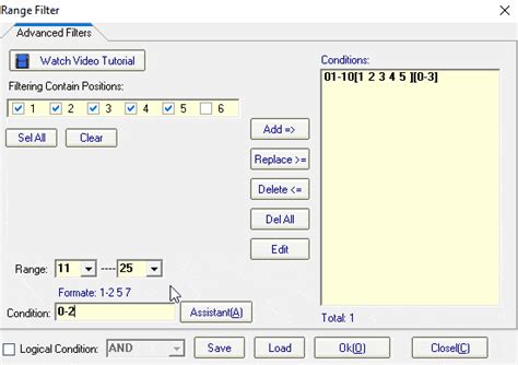 Advanced Generation Filter Parameters Add SamLotto