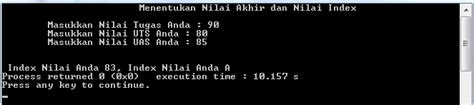 Tutorial C Membuat Program Menentukan Nilai Akhir Dan Nilai Index