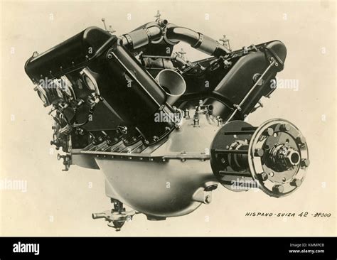 Hispano Suiza Aircraft Engine 42 Hp 300 Back View France 1920s Stock
