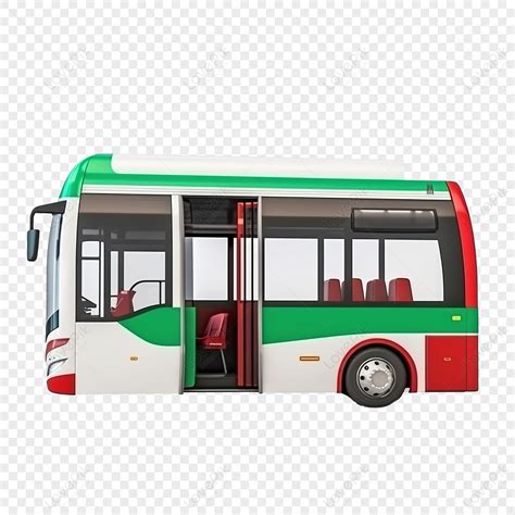 3d 렌더링 태국 시내 버스 빨간색 녹색 흰색 색상 문을 열고 기다려 승객 Png 그림 Png 일러스트 무료 다운로드 Lovepik