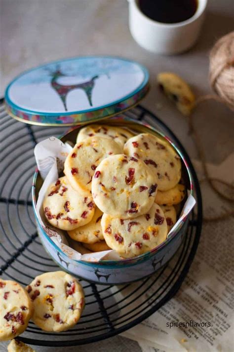 Eggless Cranberry Orange Shortbread Cookies Spices N Flavors