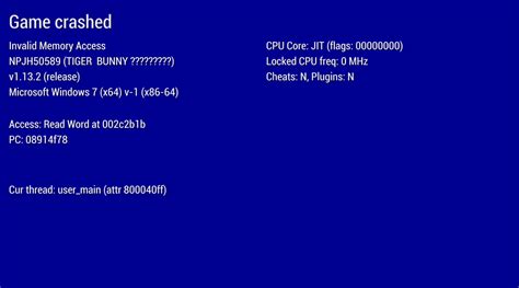 Corrupted In Game Photo And Game Stopping Crash On Tiger And Bunny On Air