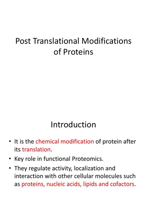 Post Translational Modification Of Proteins Pdf Phosphorylation Acetylation