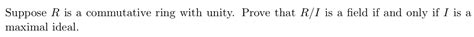 Solved Suppose R Is A Commutative Ring With Unity