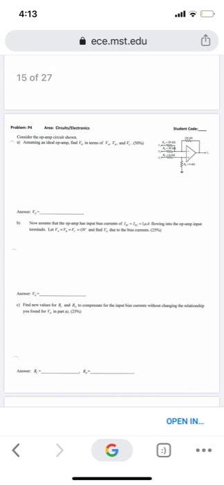 Solved 4 13 Ece Mst Edu 15 Of 27 Babee Problem Area Chegg Com