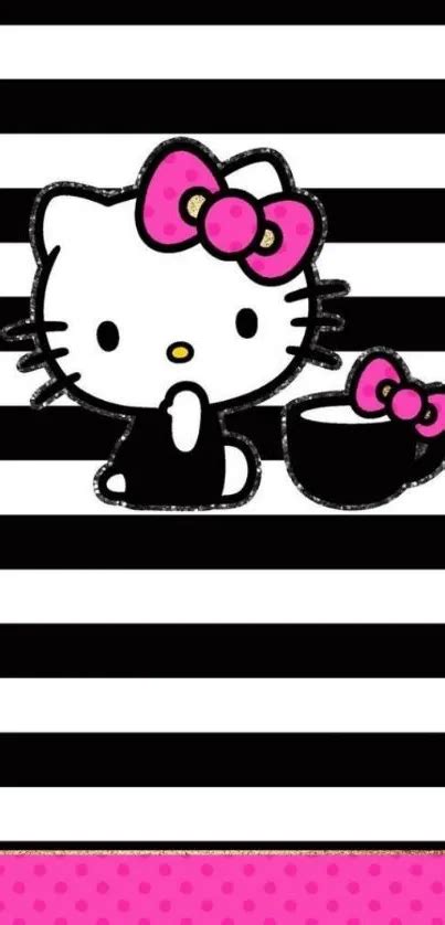 Cute Hello Kitty Striped Wallpaper Free Download