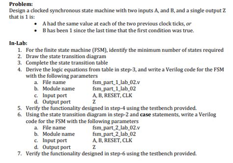 solved problem design a clocked synchronous state machine