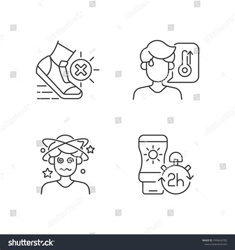 Heatstroke Prevention Linear Icons Set Avoid Stock Vector Royalty Free 1995639785 Shutterstock