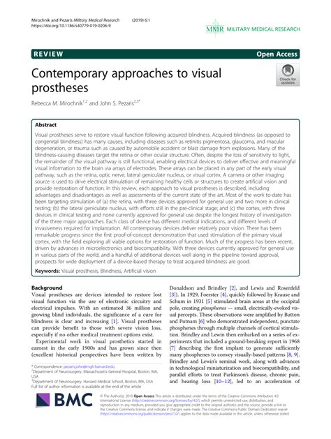 Pdf Contemporary Approaches To Visual Prostheses