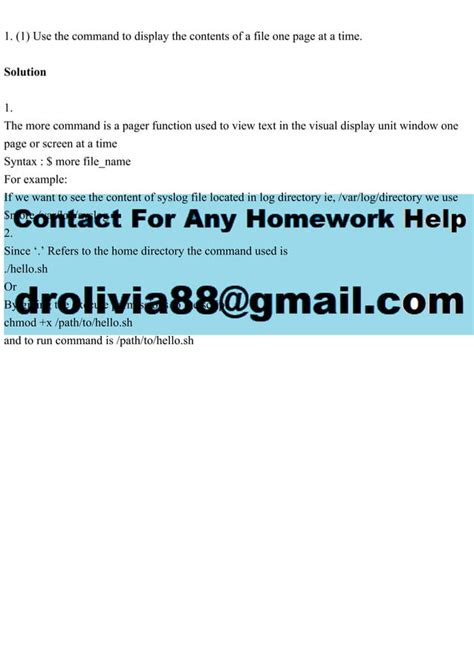 1 1 Use The Command To Display The Contents Of A File One Page Atpdf