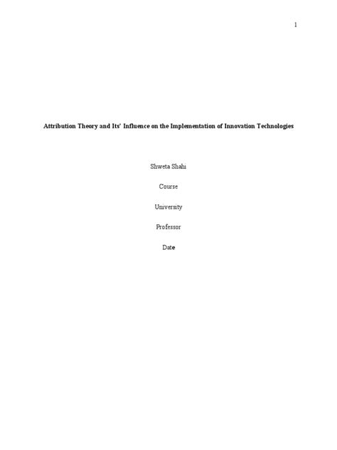 Attribution Theory New Pdf Innovation Employment