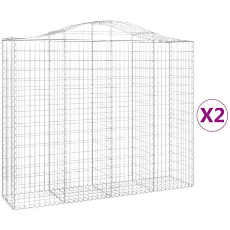 Vidaxl Silver Galvanised Iron Gabion Basket 200 X 50 X 160180cm 2 Pack