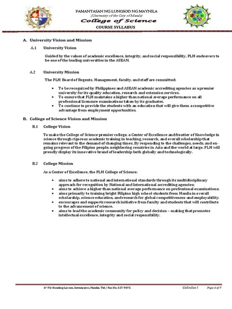 Calculus I Syllabus Pdf Differential Calculus Derivative