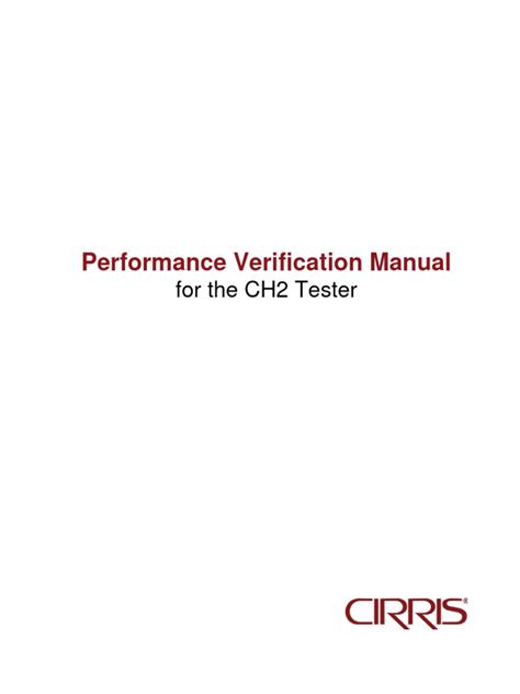 Ch2 Performance Verification Manual 202120 Pdf Calibration