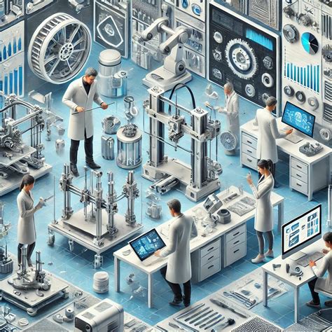 Download Cutting Edge Technology Lab Robotics 3d Printers Royalty Free Stock Illustration