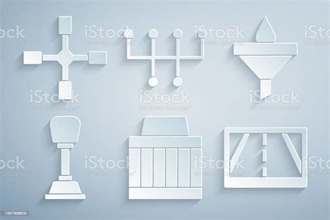 자동차 공기 필터 깔때기 및 오일 드롭 기어 시프터 지도와 Gps 장치 휠 렌치 아이콘을 설정합니다 벡터 3차원 형태에 대한 스톡 벡터 아트 및 기타 이미지 Istock