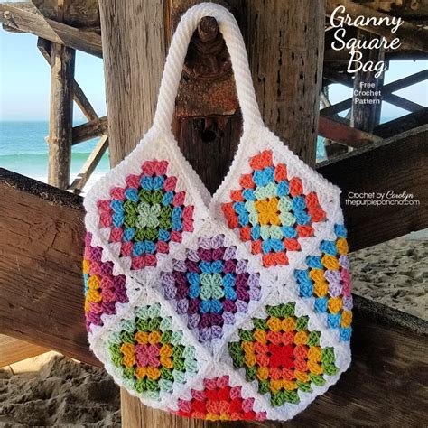 Granny Square Bag Free Crochet Pattern The Purple Poncho