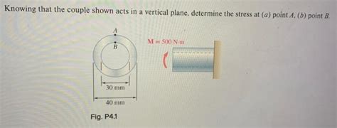 Solved Knowing That The Couple Shown Acts In A Vertical
