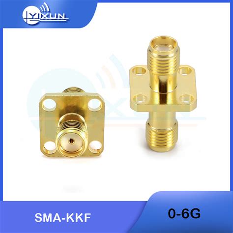 Sma Kkf Rf 커넥터 Sma 암에서 암 양방향 플랜지 사각형 패널 4 홀 어댑터 고주파 0 6g 테스트 커넥터 5 개