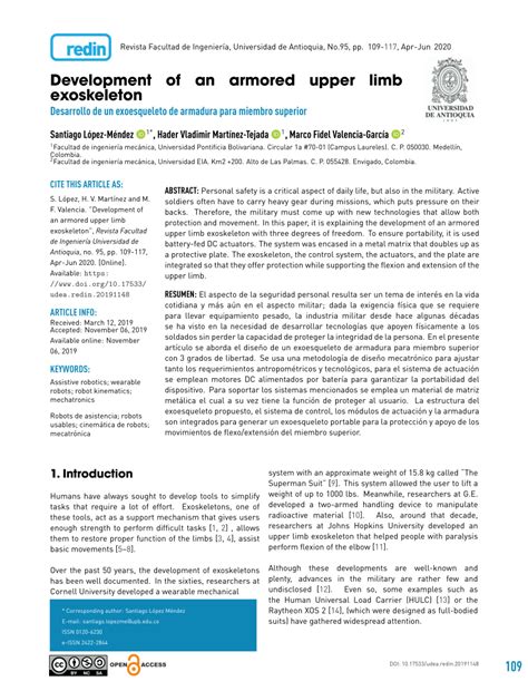 Pdf Development Of An Armored Upper Limb Exoskeleton