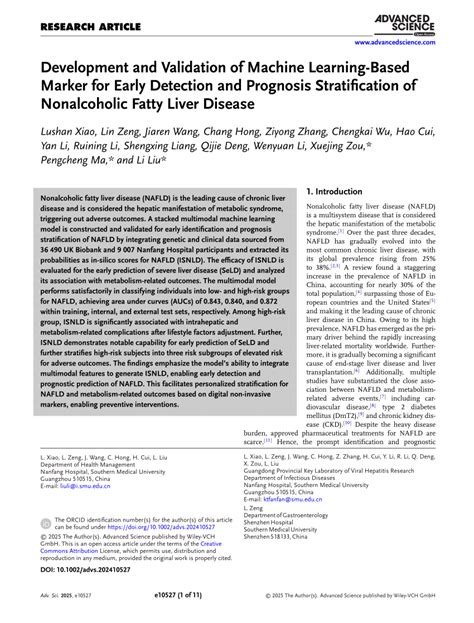 Pdf Development And Validation Of Machine Learning‐based Marker For Early Detection And