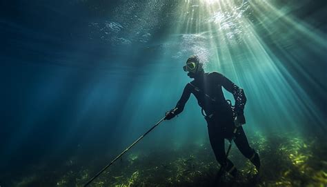 Premium Ai Image Spearfishing Underwater Premium Ai Image Spearfishing Underwater