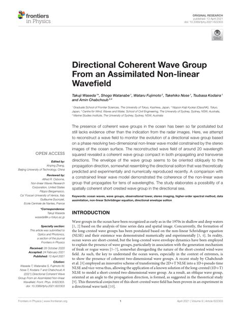 Pdf Directional Coherent Wave Group From An Assimilated Non Linear